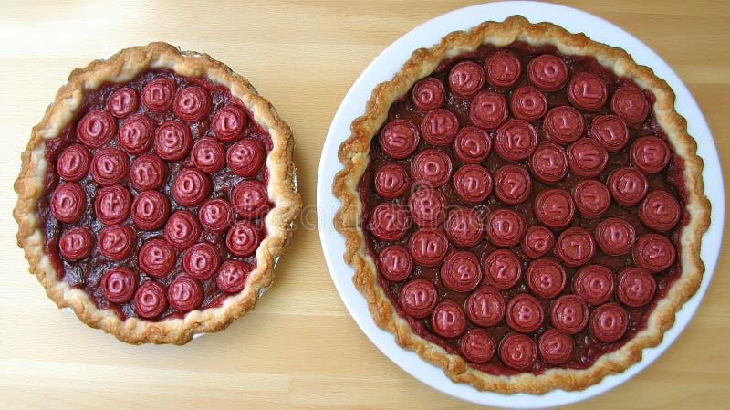 Two Numbered Berry Pies on Wooden Table Stock Image - Image of numbered ...