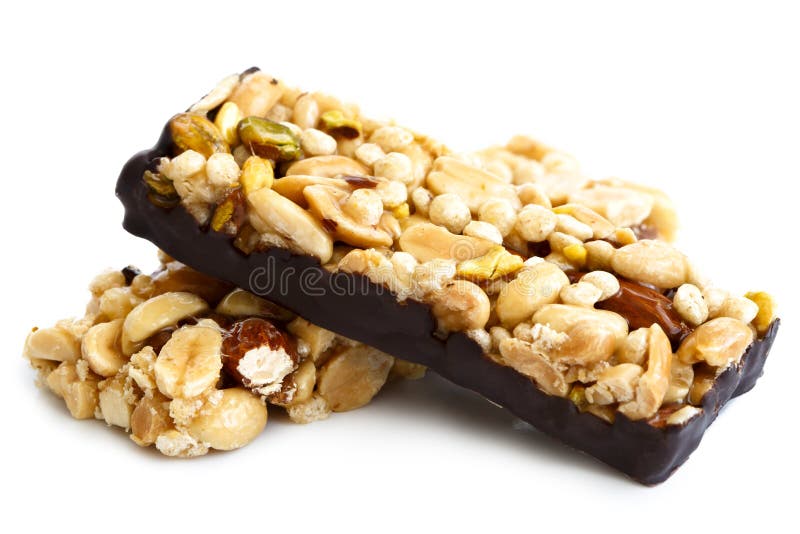 Two Nut Bars Isolated on White. Stock Image - Image of background ...
