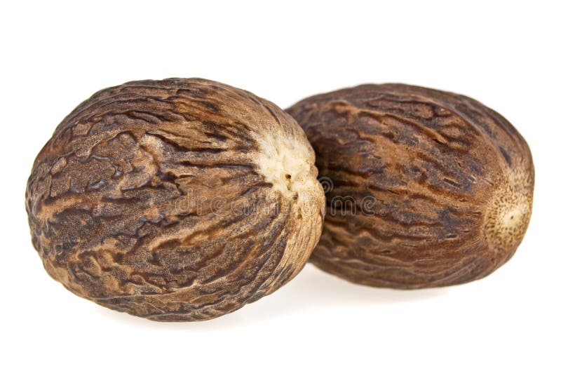 One Nutmeg Isolated on White Background. Macro of Nutmeg Stock Photo ...