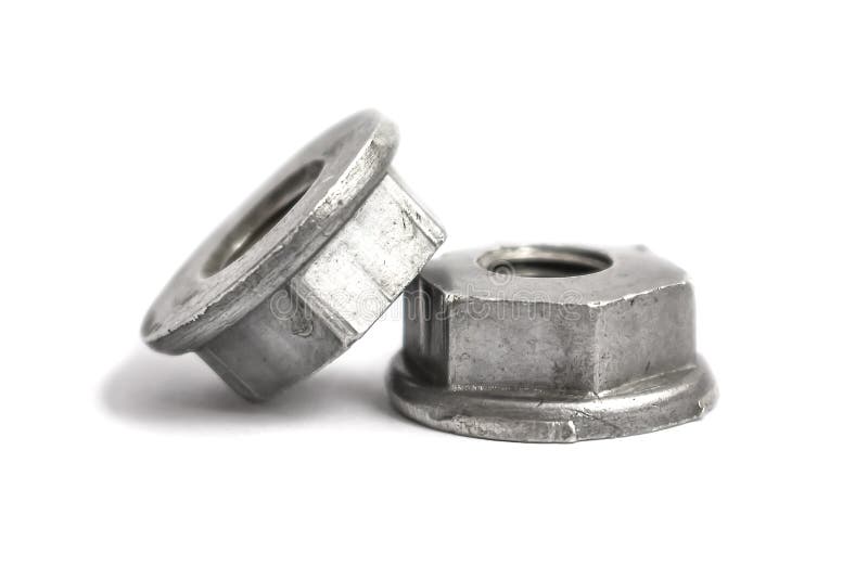 Two nuts on white stock photo. Image of mechanic, iron - 56080084