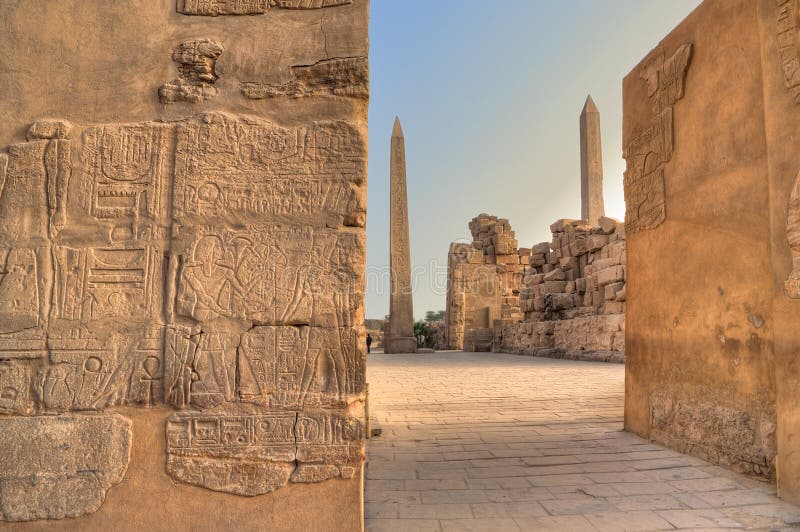 Two Obelisks in Karnak Temple Stock Image - Image of egypt, egyptian ...