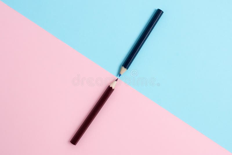 Comparison of Two Objects Blocks Pencils Sticker Notes Facing Inward ...