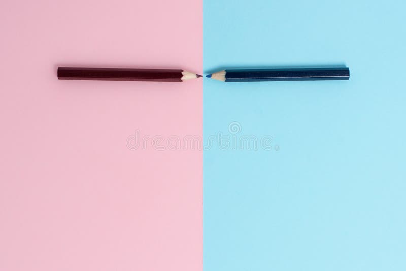 Comparison of Two Objects Blocks Pencils Sticker Notes Facing Inward ...