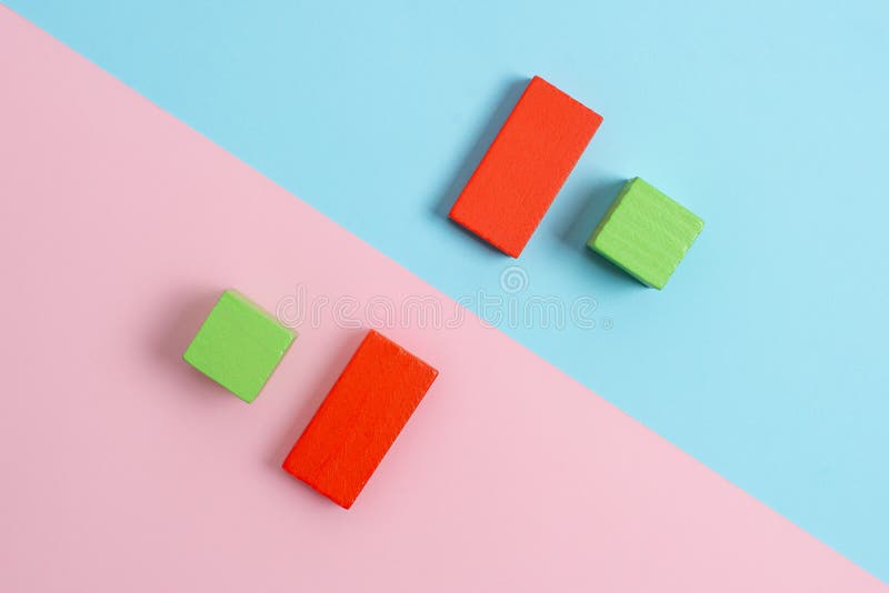 Comparison of Two Objects Blocks Pencils Sticker Notes Facing Inward ...