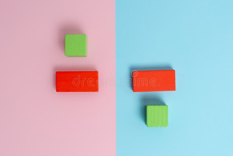 Comparison of Two Objects Blocks Pencils Sticker Notes Facing Inward ...