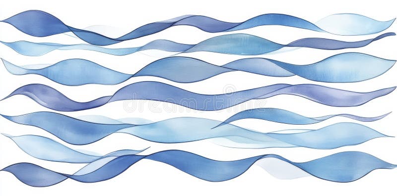 Two Ocean Waves in Watercolor, Isolated on a Transparent Background ...