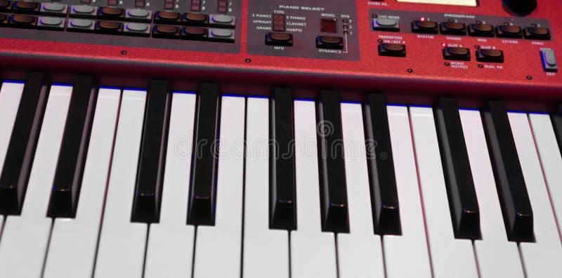 Two Octaves Electronic Musical Keyboard Synthesizer Close-up Stock ...