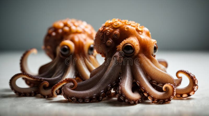 Two Octopus in Different Angles on a White. Character Stock ...