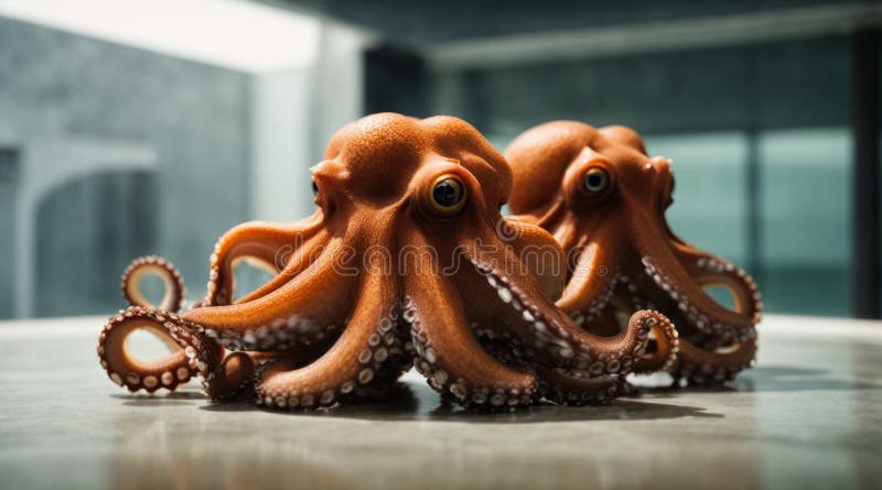 Two Octopus in Different Angles on a White. Character Stock ...
