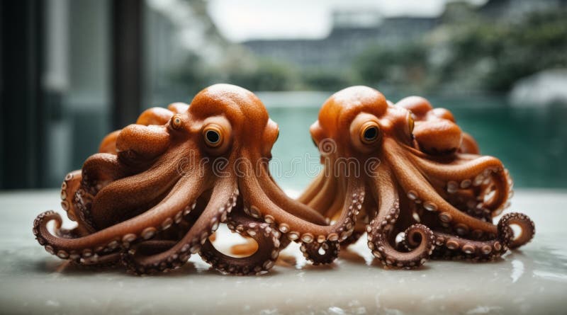 Two Octopus in Different Angles on a White. Character Stock ...