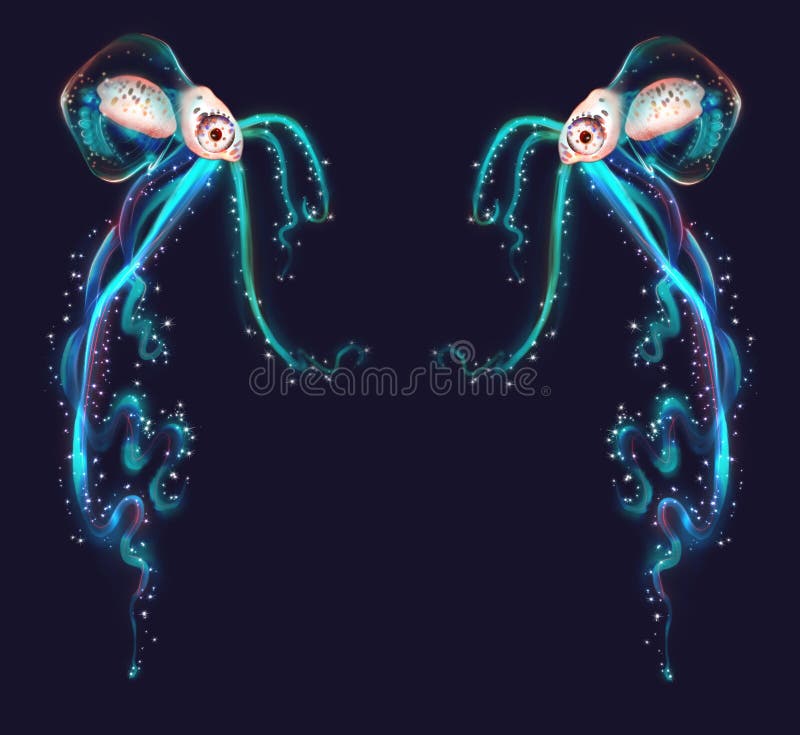 Two Octopuses Of Deep-water Stock Illustration - Illustration of ...