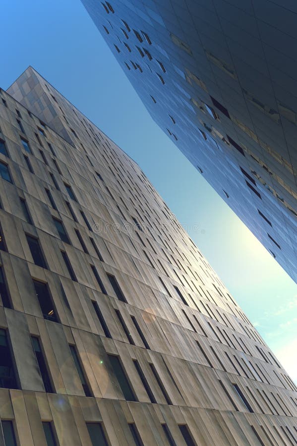 Two Office Buildings Contrasting Two Different Styles. Stock Photo ...