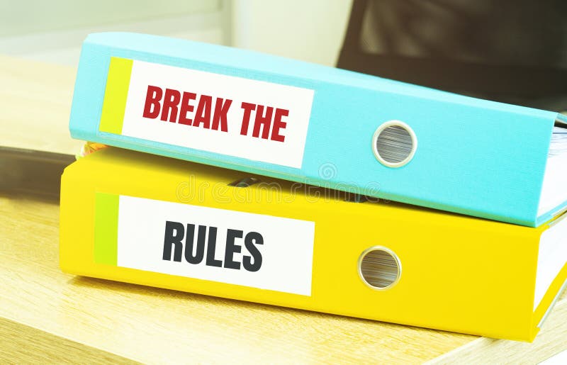 Two Office Folders with Text Break the Rules Stock Photo - Image of ...