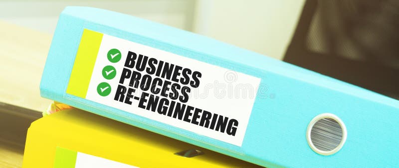 Two Office Folders with Text BUSINESS PROCESS RE ENGINEEERING Stock ...