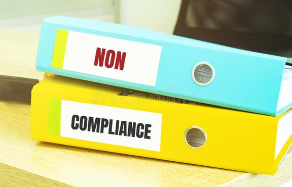 Two Office Folders with Text NON COMPLIANCE Stock Image - Image of ...