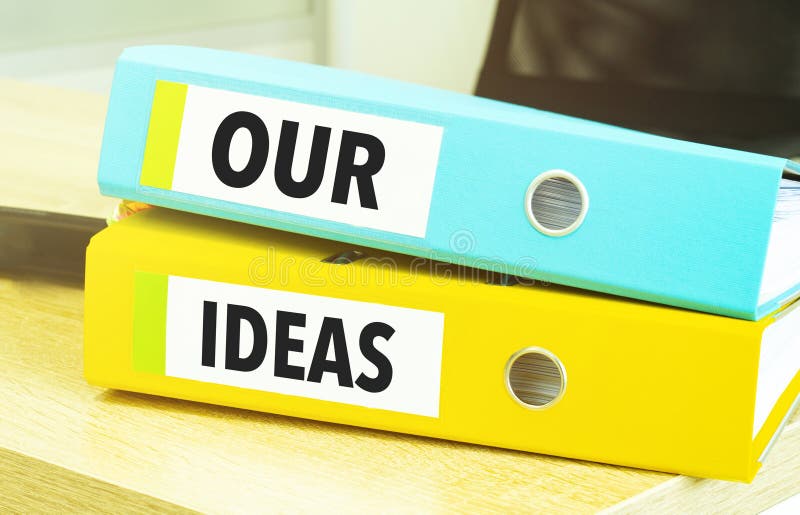Two Office Folders with Text Our Ideas Stock Image - Image of quote ...