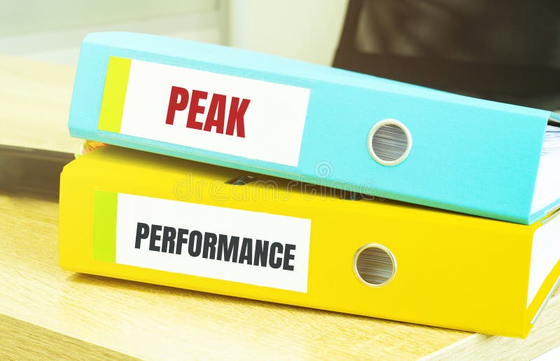 Two Office Folders with Text Peak Performance Stock Image - Image of ...