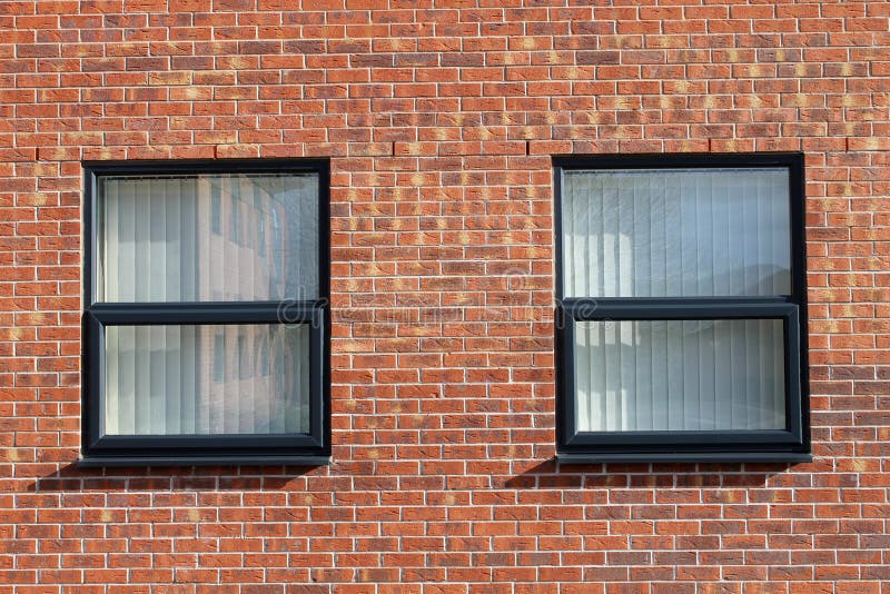 Office Windows in Brick Building Stock Image - Image of windows ...