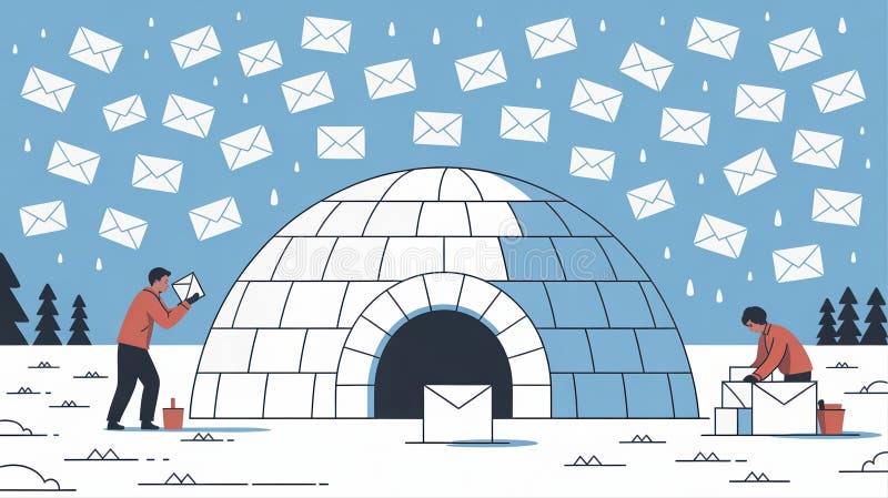 Office Workers Building Igloo with Emails Falling Like Snow Stock Image ...