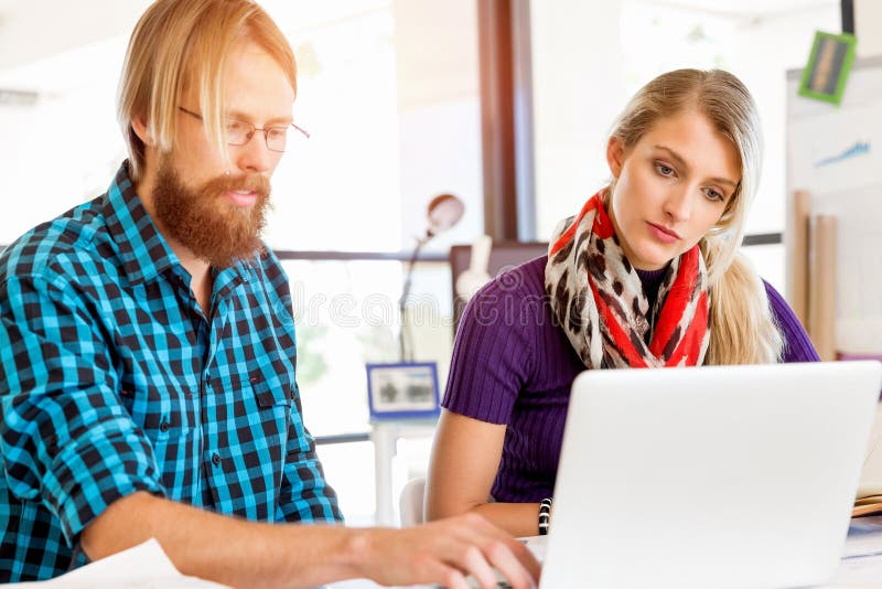 Two Office Workers at the Desk Stock Image - Image of learning ...