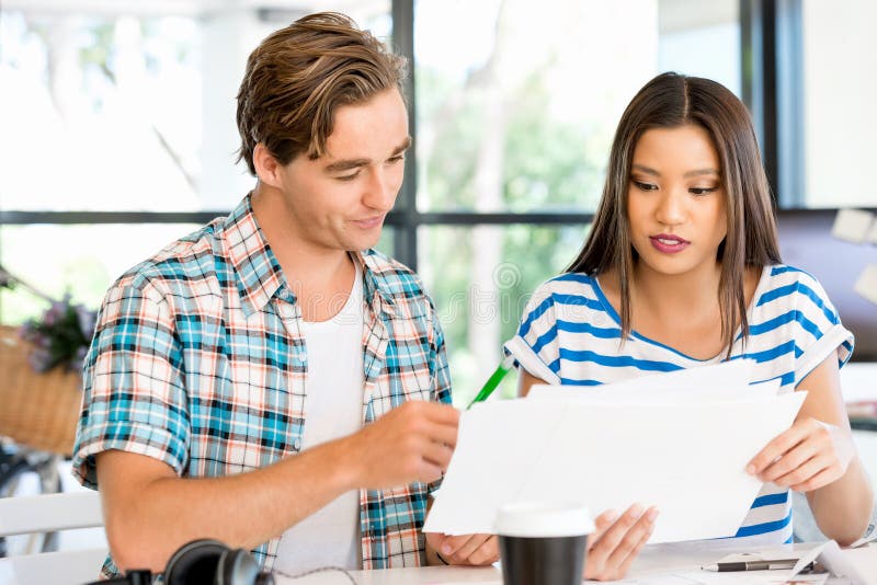 Two Office Workers at the Desk Stock Photo - Image of computer ...
