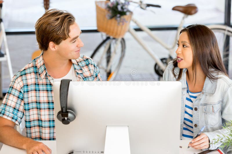 Two Office Workers at the Desk Stock Image - Image of learning ...