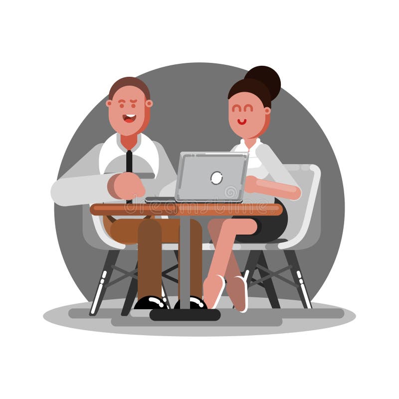 Two office workers eating stock vector. Illustration of businessman ...