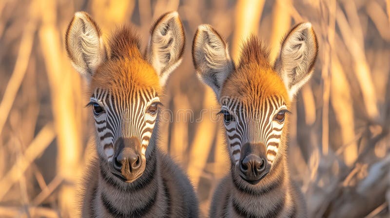 Unique Twin Okapis Standing Closely Together in a Natural Setting Stock ...