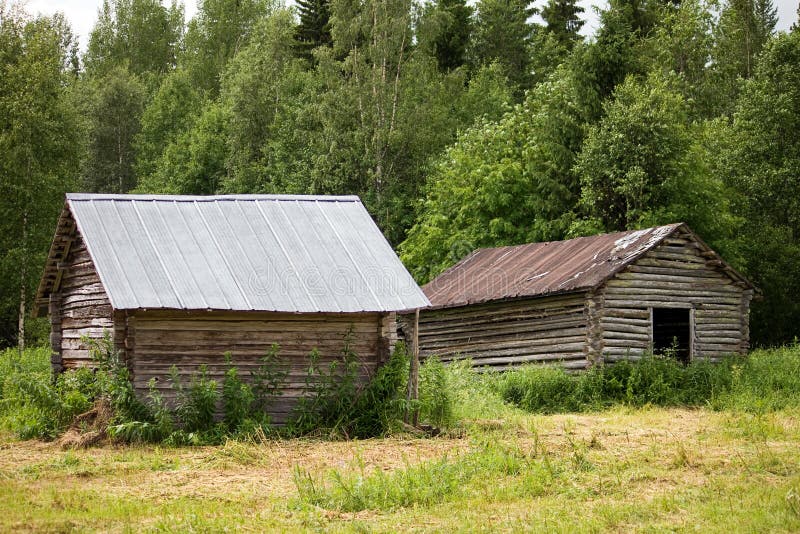 Two old barns stock image. Image of landscape, wood, barn - 29336811