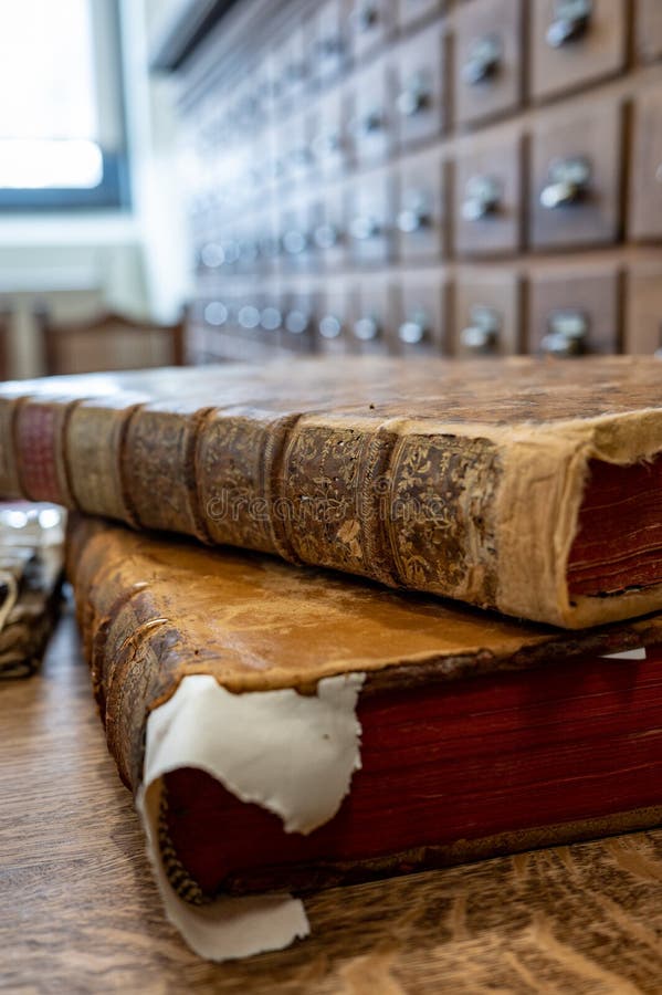 Two Old Books Placed on a Table Stock Image - Image of pages, cellar ...