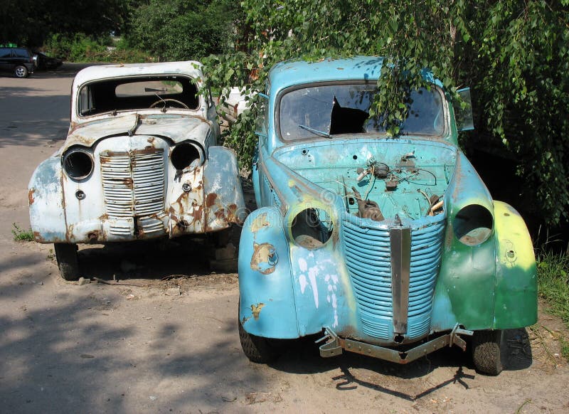 Two old cars stock photo. Image of rust, parking, witnesses - 1101754
