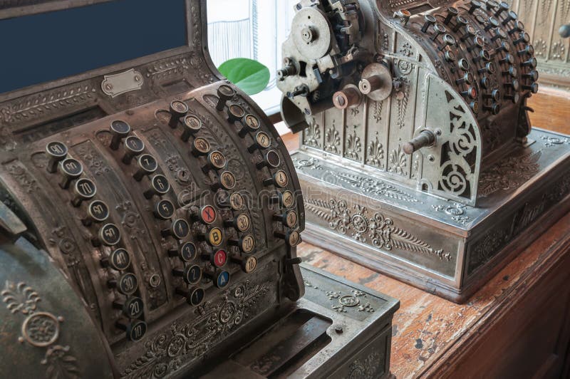 Two old cash registers stock image. Image of price, antique - 81697005