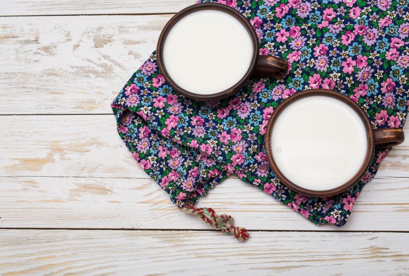 Two Old Ceramic Cups of Milk with Bread Stock Photo - Image of lunch ...