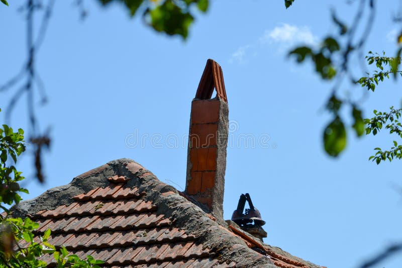 Old chimney on the house stock photo. Image of house - 330188750