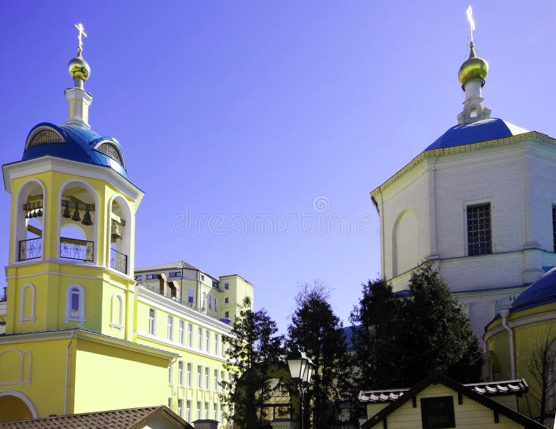 Two old churches stock image. Image of religion, blue - 70897629
