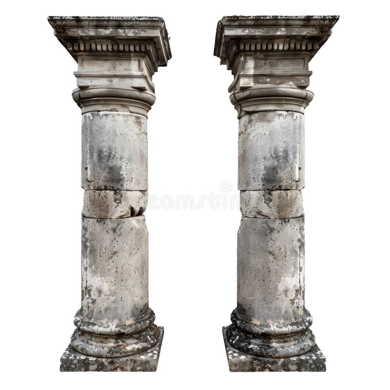 Two Old Damaged Columns Showing the Effects of Time Passing by Stock ...
