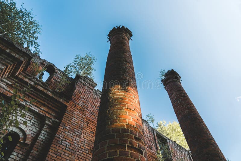 Two Old, Dilapidated, Brick Columns, Bottom-up View Stock Photo - Image ...