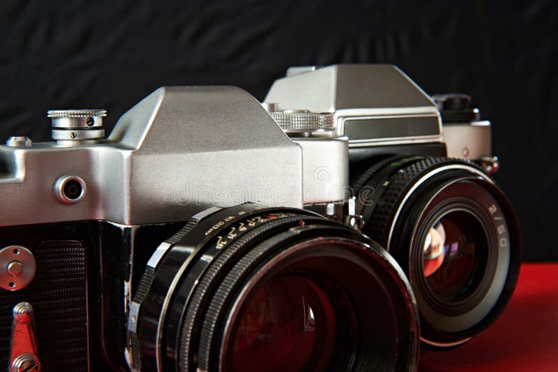 Two old film cameras stock image. Image of antiques, matte - 37826759