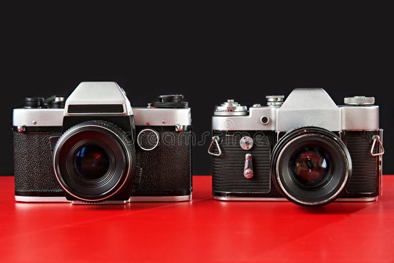 Two old film cameras stock image. Image of closeup, comparison - 37896981