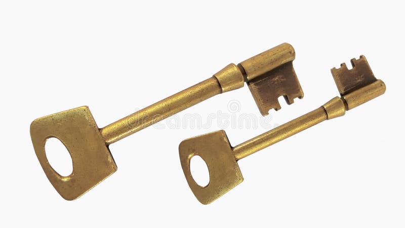 Two Gold Vintage Keys Isolated On White Background Stock Image - Image ...
