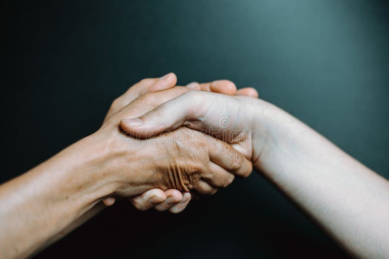 Two Young Hands Caressing Hands of an Old Woman Stock Image - Image of ...