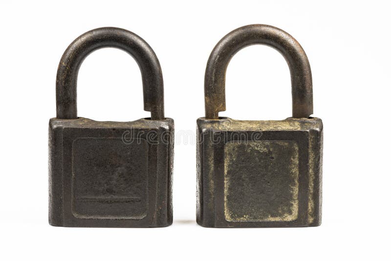 Two Old Locks are Isolated on a White Background Stock Image - Image of ...