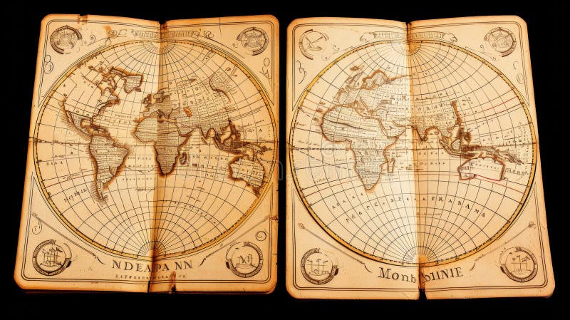 Two old maps of stock photo. Image of grunge, aged, australia - 316062856