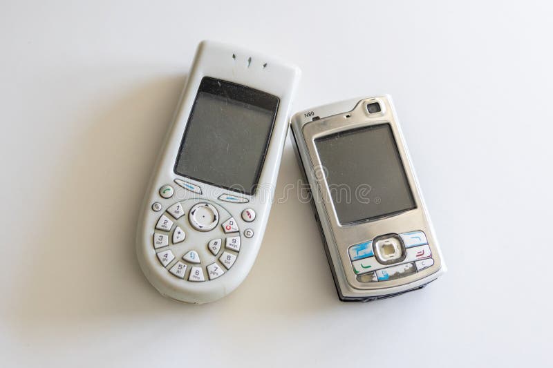 Two Old Nokia Phones Resting on White Background Editorial Image ...