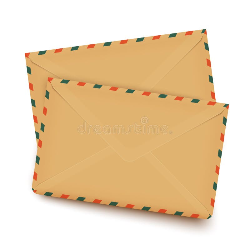 Two Old Retro Envelopes Isolated on White Stock Vector - Illustration ...