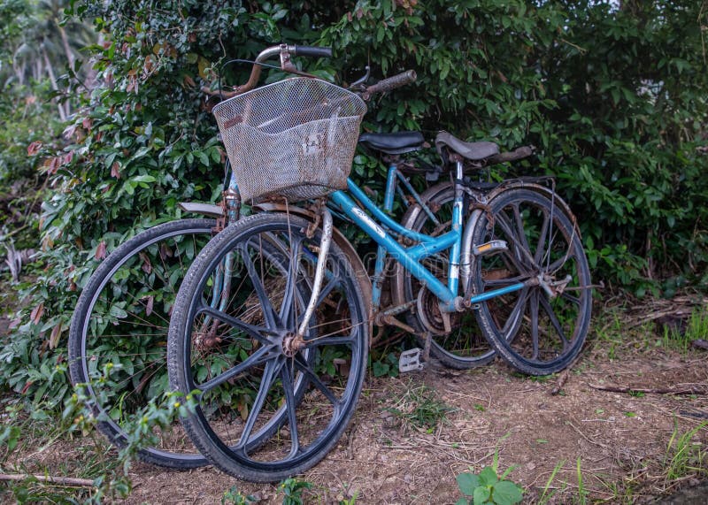 Old rusty bicycles stock image. Image of patina, colors - 147056399