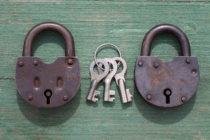 Two Old Rusty Padlock and Key Stock Photo - Image of lock, concepts ...
