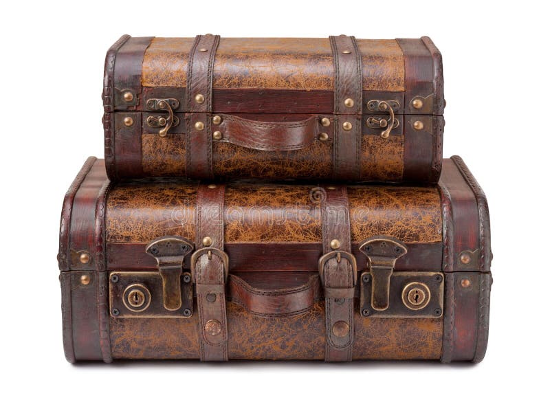 Two Old Suitcases Stacked stock photo. Image of clipping - 51083686