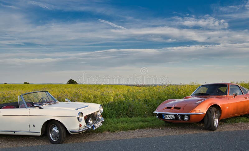 Two Old Vintage Cars in the Fields Editorial Photography - Image of ...
