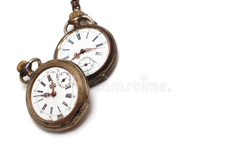 Two Old Watches Isolated on White Stock Image - Image of conceptual ...